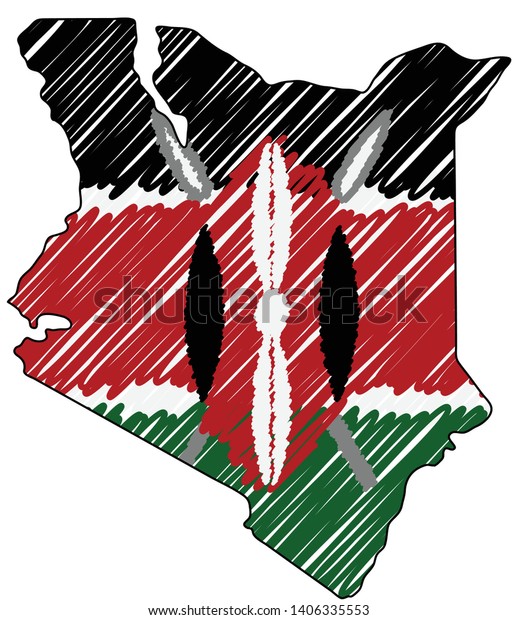Kenya Map Hand Drawn Sketch Vector Stock Vector (Royalty Free ...