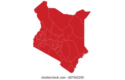 Kenya Map Red Color: vector de stock (libre de regalías) 607342250 ...