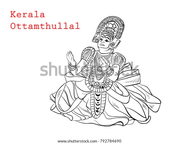 Kerala Ottamthullal Dance Illustration Stock Vector (Royalty Free ...