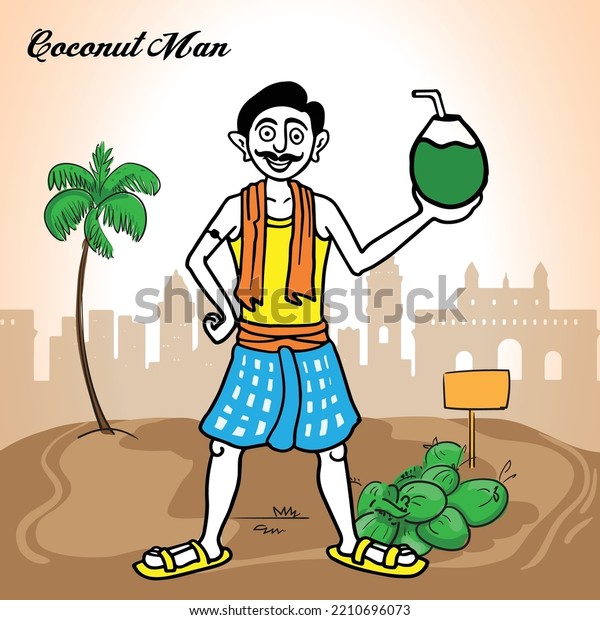 Kerala Tender Coconut Man Graphic Illustration Stock Vector (Royalty ...