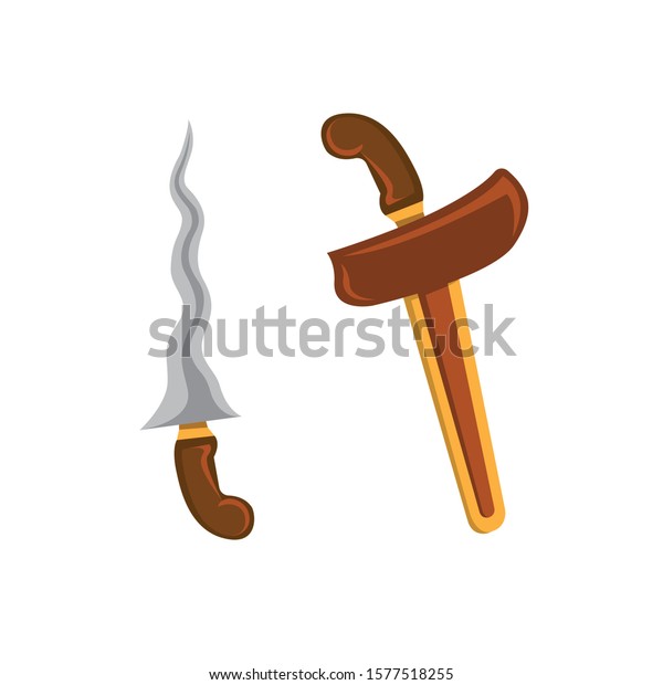 Keris Traditional Weapon Indonesia Flat Illustration Stock Vector (Royalty Free) 1577518255