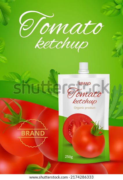 Ketchup Poster Ads Label Tomato Sauces Stock Vector (Royalty Free ...