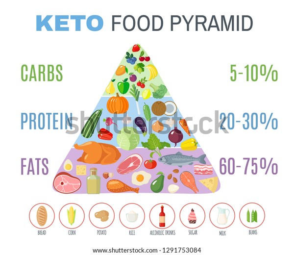 Pyramide alimentaire kétogène en style plat : image vectorielle de ...