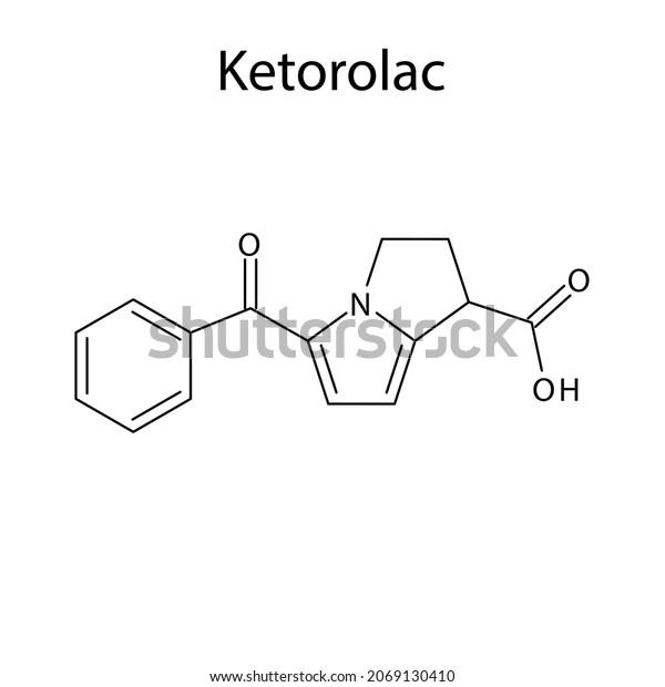 Ketorolac Molecular Structure Flat Skeletal Chemical Stock Vector ...
