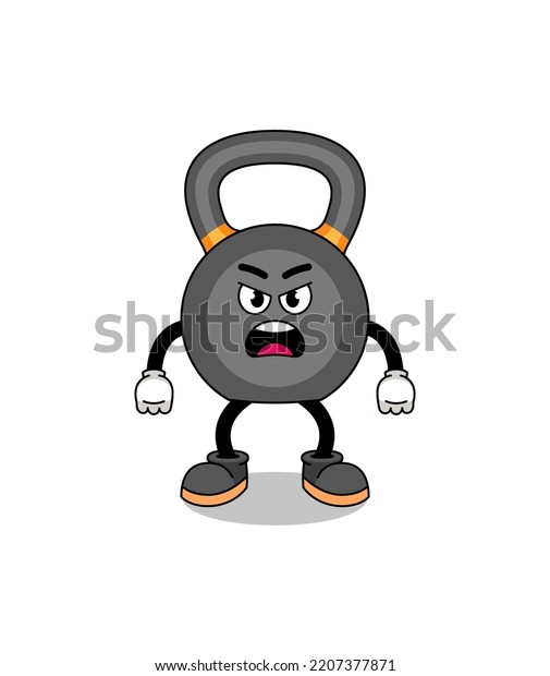Kettlebell Cartoon Illustration Angry Expression Character Stock Vector ...