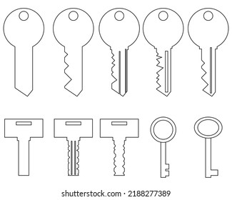 Key Collection Outline Silhouette Vector Isolated Stock Vector (Royalty ...