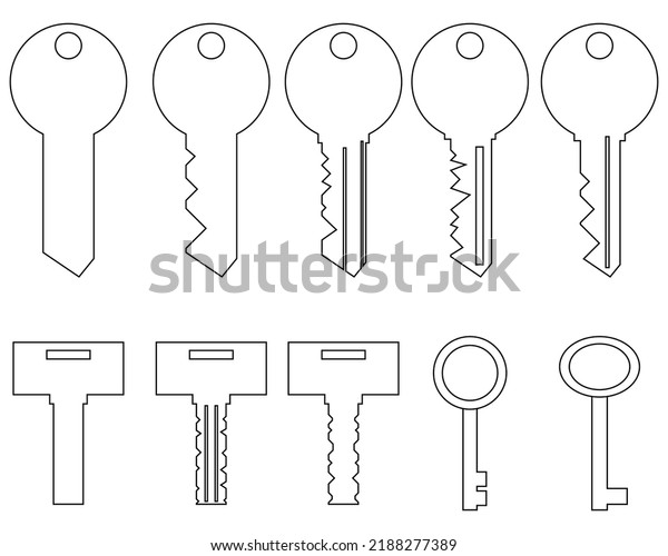Key Collection Outline Silhouette Vector Isolated Stock Vector (Royalty ...