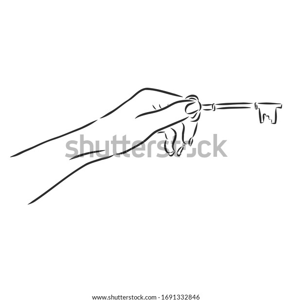 Key Hand Vector Sketch Illustration Stock Vector (Royalty Free ...