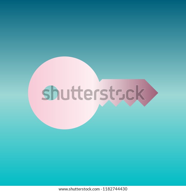 Key icon. Vector. Pink bronze gradient icon at turquoise gradient ...