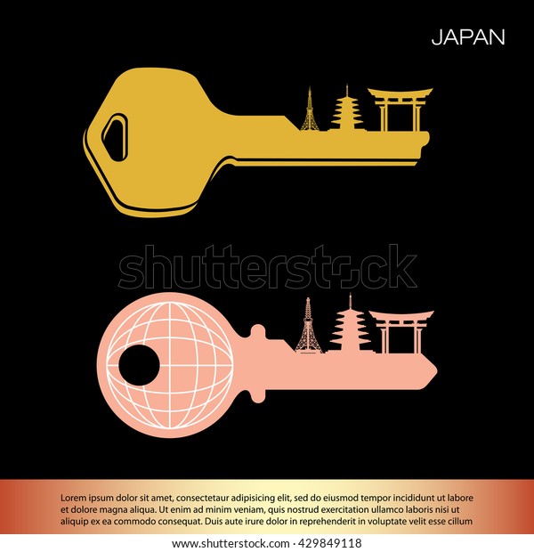 Key Landmarks Japan Vector Illustration Stock Vector (Royalty Free ...