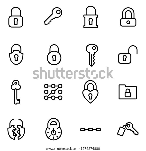 Key Lock Icons Pack Isolated Key Stock Vector (Royalty Free) 1274274880 ...