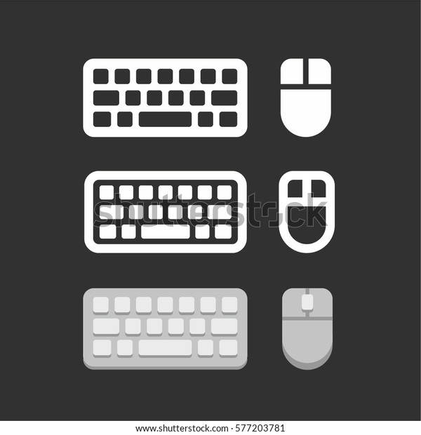 Keyboard Mouse Icons Flat Style Set Stock Vector (Royalty Free ...