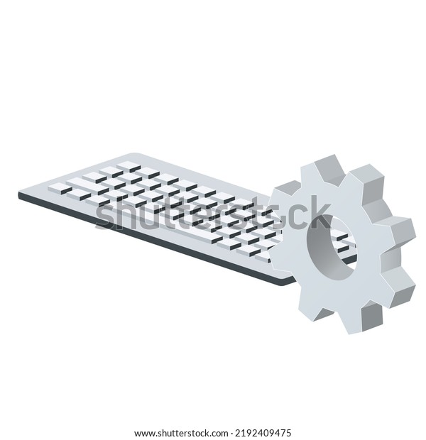 Keyboard Personal Computer Gear Icon Settings Stock Vector (Royalty ...