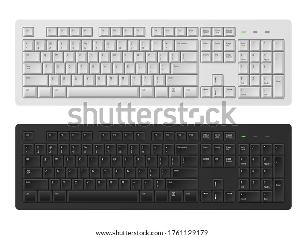Keyboard White Black Keyboard Personal Computer Stock Vector (Royalty ...