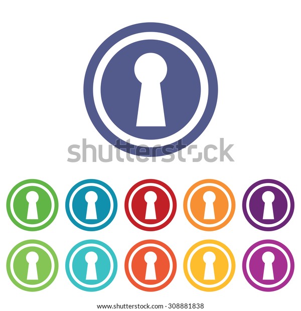 Keyhole Signs Set On Colored Circles Stock Vector (Royalty Free) 308881838