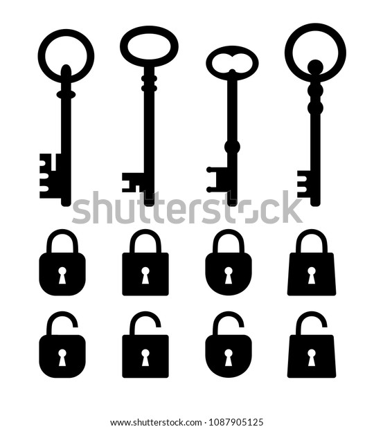 Keys Locks Silhouette Vector Illustration Stock Vector (Royalty Free ...