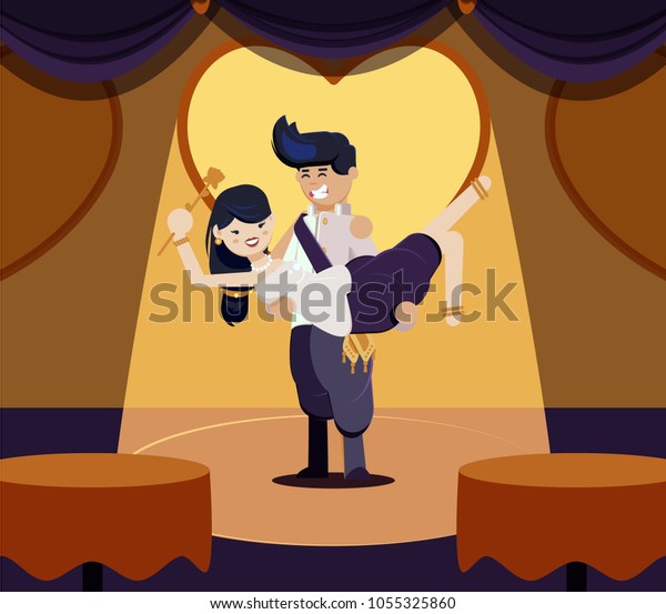 Khmer Wedding Couple Cartoon Stock Vector Royalty Free 1055325860