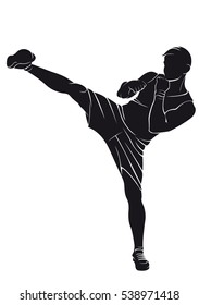 Kickboxer Vector Silhouette On White Background: vetor stock (livre de ...