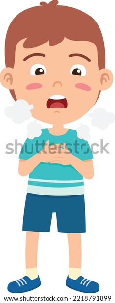 Kid Boy Feeling Tired Dyspnea Stock Vector (Royalty Free) 2218791899 ...