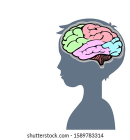 Kid Brain Color Isolate White Background Stock Vector (Royalty Free ...