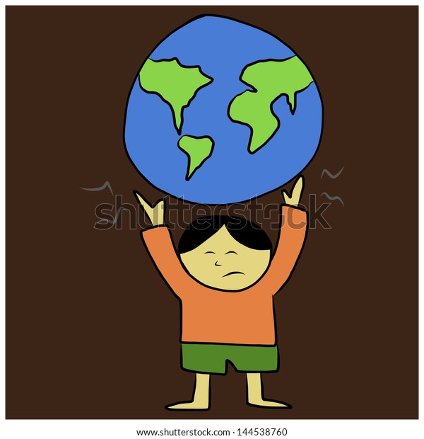 Kid Carry World Cartoon Vector Format Stock Vector (Royalty Free ...