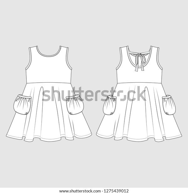 Kid Clothes Cad Technical Drawing Stock Vector (Royalty Free ...
