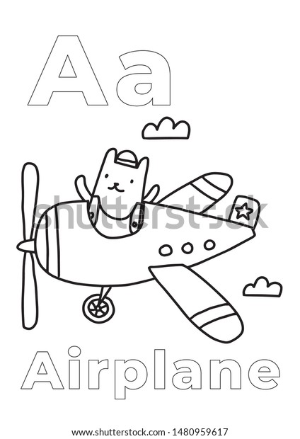Kid Coloring Book Coloring Book Airplane Stock Vector (Royalty Free ...
