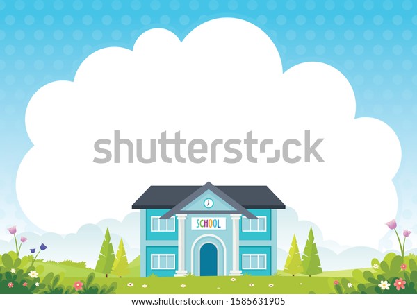 Kid Diploma Background School Building Scenery Stock Vector (Royalty ...