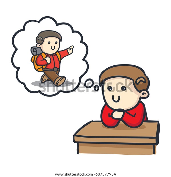 Kid Dream Thinking About How He Stock Vector (Royalty Free) 687577954 Kid Dream Thinking About How He Stock Vector (Royalty Free) 687577954