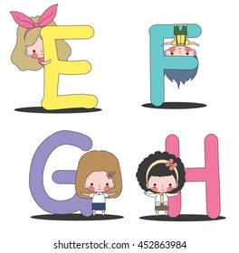 Cartoon Kids Rstuv Letters Stock Vector (Royalty Free) 772636447