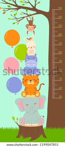 Kid Height Scale 50 150 Centimeter Stock Vector (Royalty Free) 1199047855