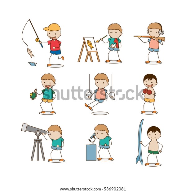 Kid Hobby Children Playing Kid Doing Stock Vector (Royalty Free ...