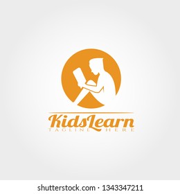 Kid Learning Logo Templatechildren Learning Icon Stock Vector (Royalty ...