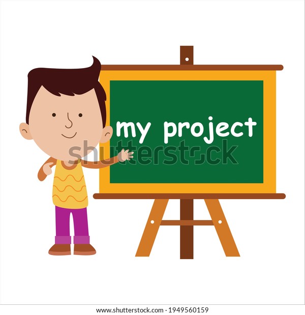 Kid Presentation Character Flat Cartoon Vector Stock Vector (Royalty ...