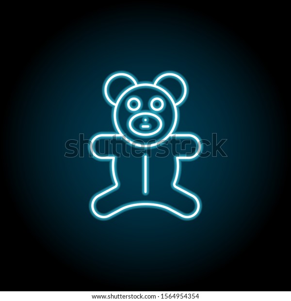 Kid Reddy Bear Blue Neon Icon Stock Vector (Royalty Free) 1564954354