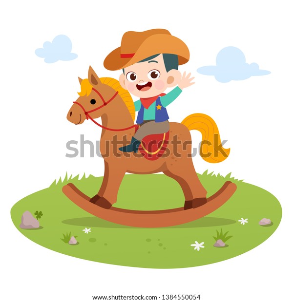 Kid Riding Horse Vector Illustration Isolated Stock Vector (Royalty ...