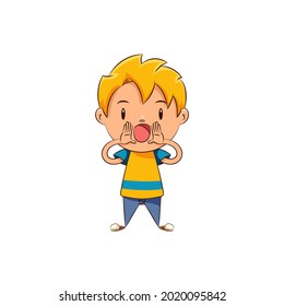 Kid Shouting Cute Child Scream Gesture Stock Vector (Royalty Free ...