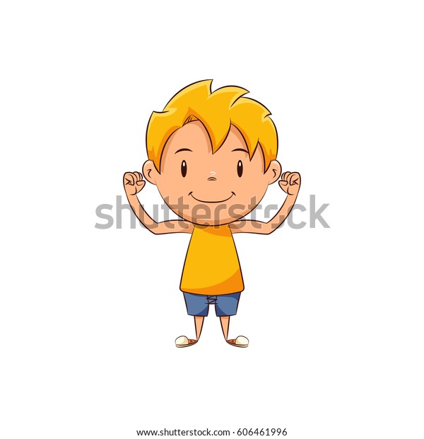 Kid Showing Muscle Stock Vector (Royalty Free) 606461996 | Shutterstock