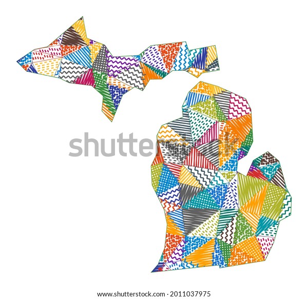 Kid Style Map Michigan Hand Drawn Stock Vector (Royalty Free ...