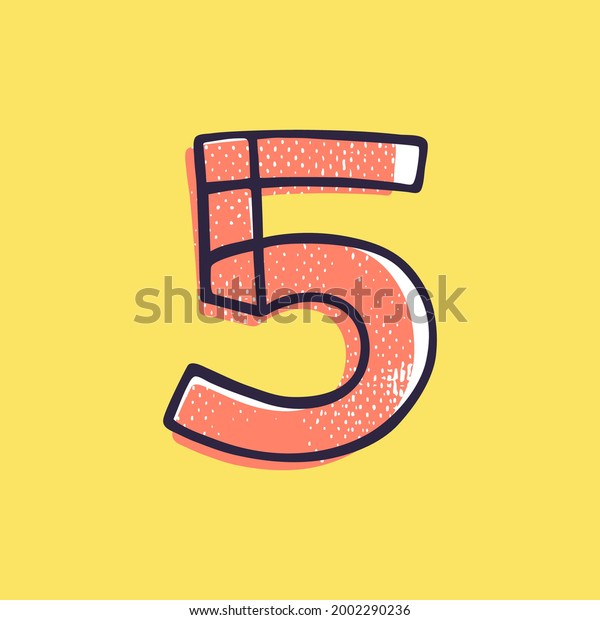 Kid Style Number Five Logo Handdrawn Stock Vector (Royalty Free ...