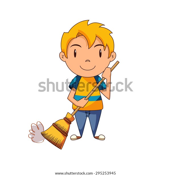 Kid Sweeping Vector Illustration Stock Vector (Royalty Free) 295253945
