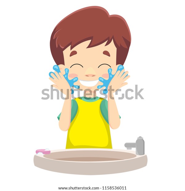 Kid Washing Face: เวกเตอร์สต็อก (ปลอดค่าลิขสิทธิ์) 1158536011 ...
