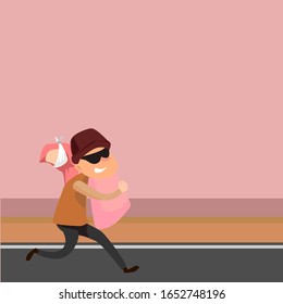 Kidnapper Running Away Hostage Character Design Stock Vector (Royalty ...