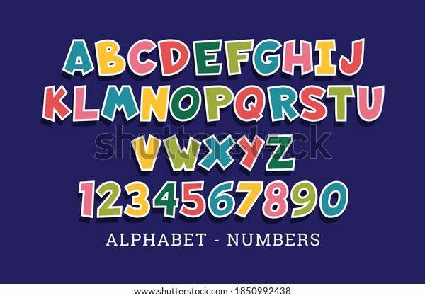 Kids Alphabet Number Design Vector Illustrations Stock Vector (Royalty ...