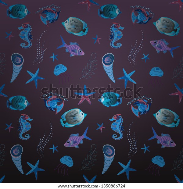 Kids Background Cute Fish Seamless Pattern Stock Vector (Royalty Free ...