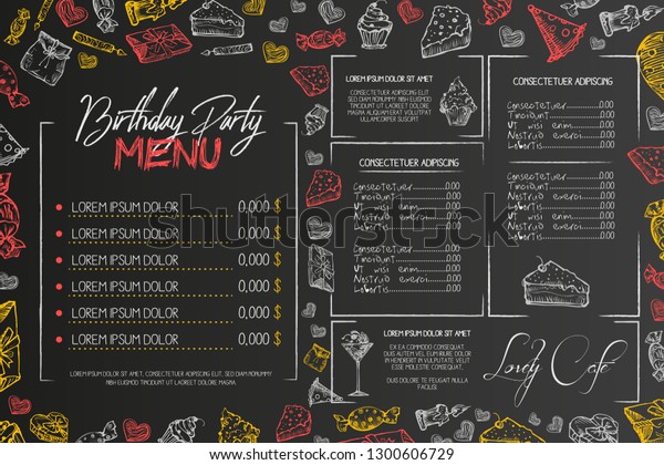 Kids Birthday Menu Vector Template Cute Stock Vector (Royalty Free ...