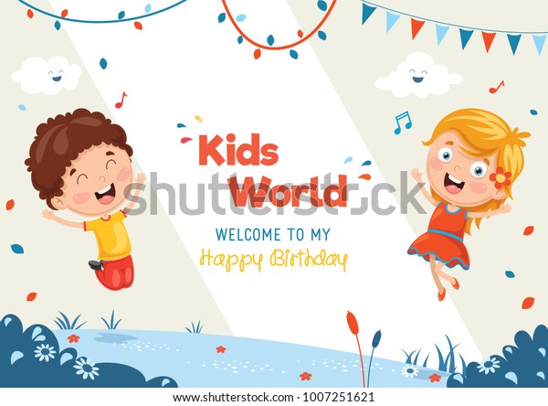 Kids Birthday Template Vector Illustration Stock Vector (Royalty Free ...