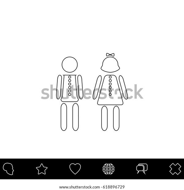 Kids Black Outline Vector Icon Editable: vector de stock (libre de ...