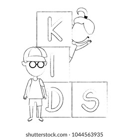 Kids Blocks Characters Stock Vector (Royalty Free) 1044563935