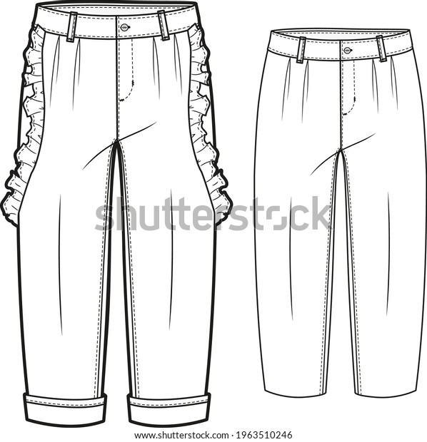 Kids Bottom Pant Frill On Both Stock Vector (Royalty Free) 1963510246 ...